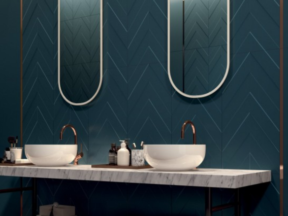 4D Chevron Deep Blue wall 400x800mm